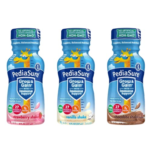 PediaSure Grow & Gain Nutrition Shake for Kids, Immune Support Shake Variety Sampler Pack - 12 Pack Of 8 Fl Oz Bottles - By Obanic (12-Pack)