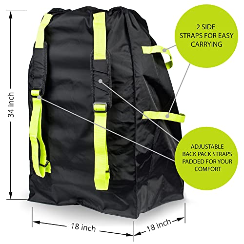 Durable Car Seat Travel Bag & Durable Stroller Bag for Airplane โโ Ideal Gate Check Bag for Air Travel & Saving Money โโ for Safe & Secure Car Seat and Double/Dual Stroller.