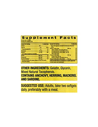 Spring Valley Fish, Flaxseed, Borage Oil, Omega 3-6-9, 120 Softgels + STS Fridge Magnet.