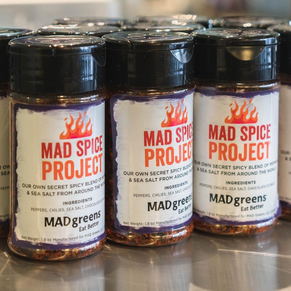 MAD Greens MAD Spice Salad Seasoning, Secret Spice Blend with Peppers, Chilies, Sea Salt, and Chocolate Extract, Blended in the USA, No Sugar Added, 2 pack - 1.8 oz each