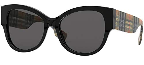BURBERRY BE 4294 375787 Black Plastic Butterfly Sunglasses Grey Lens