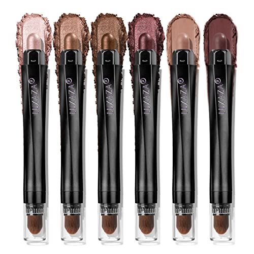 LUXAZA 6PCS Eyeshadow Stick Set,Shimmer And Matte Neutral Eyeshadow Pencil Crayon,Pearl Pink Cream Eye Shadow Stick Makeup,Long Lasting Eye Brightener Highlighter Makeup Set