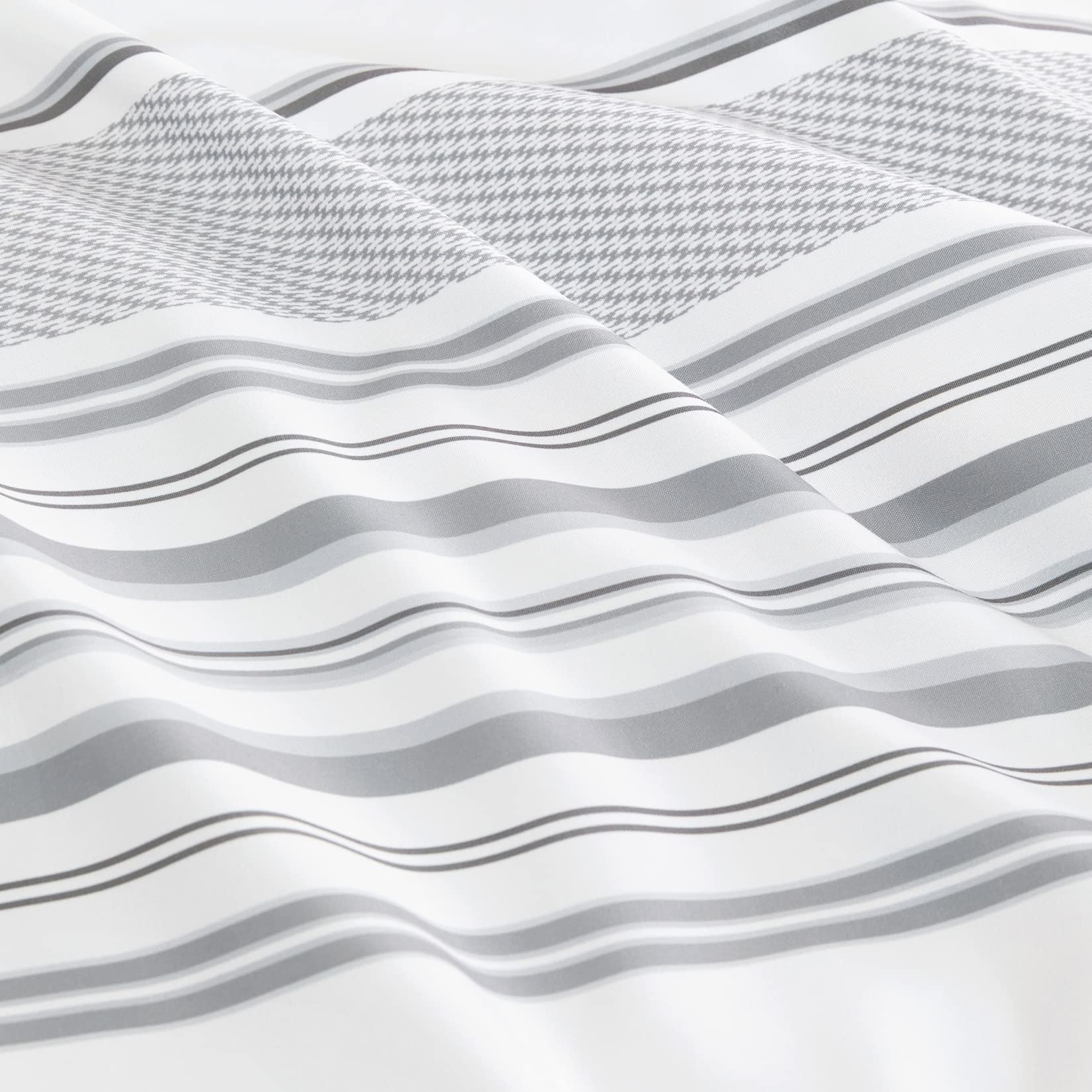 Wake In Cloud - Grey and White Comforter Set King Size, 3 Pieces Lightweight Bedding for Men and Women, Gray Neutral Farmhouse Aesthetic Stripes Striped