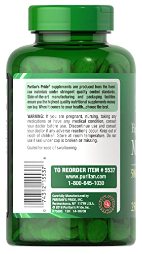 Puritans Pride Magnesium 500 Mg-250 Tablets, 250 Count