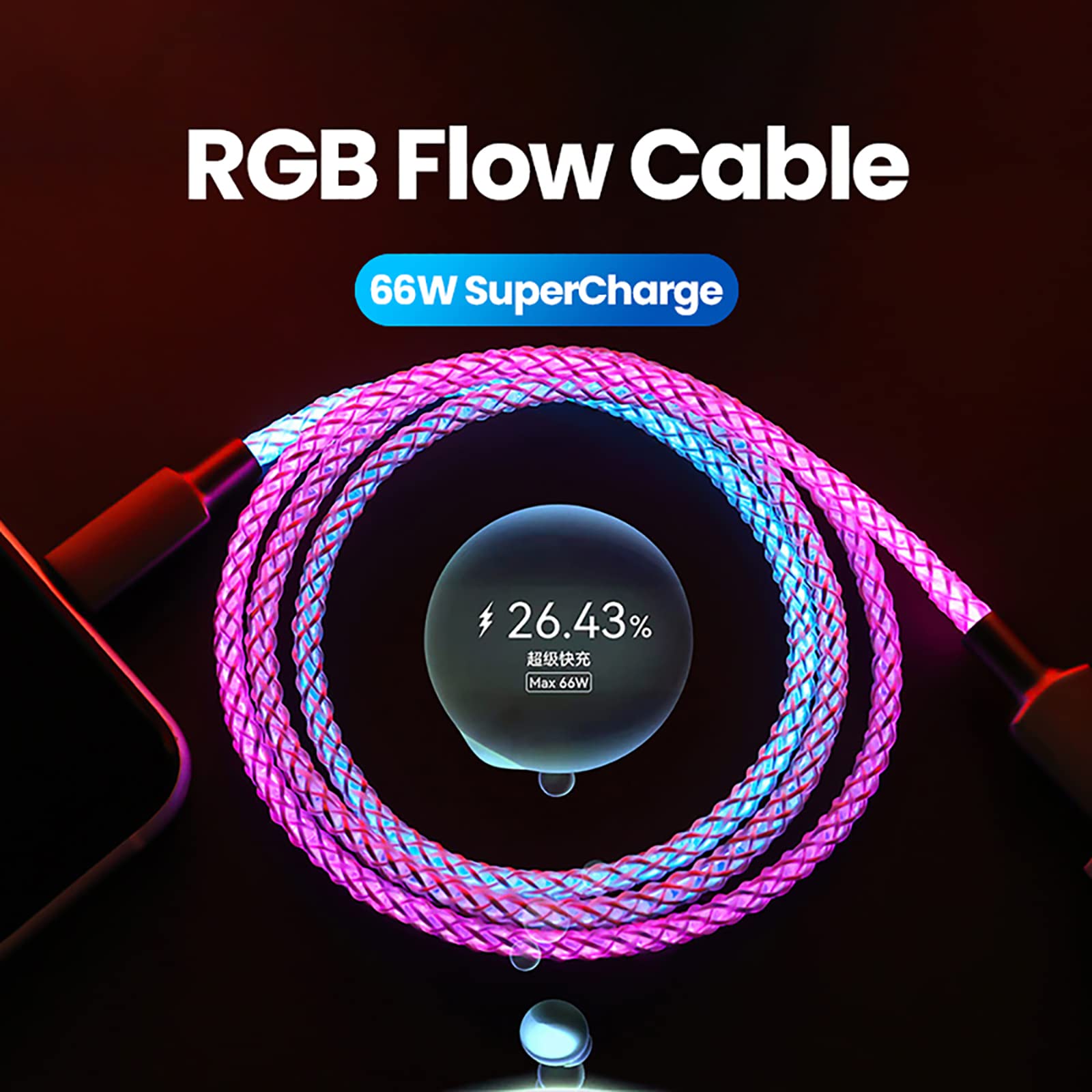 MOSHOU USB C Glowing Charging Cable 3ft, RGB Light Gradual Lighting USB C to USB C, PD 100W Fast LED Charging Wire Glowing Cable for Samsung Galaxy S24/S23/S22/S21Plus A60 A50 Note 20 (TypeC to TypeC)