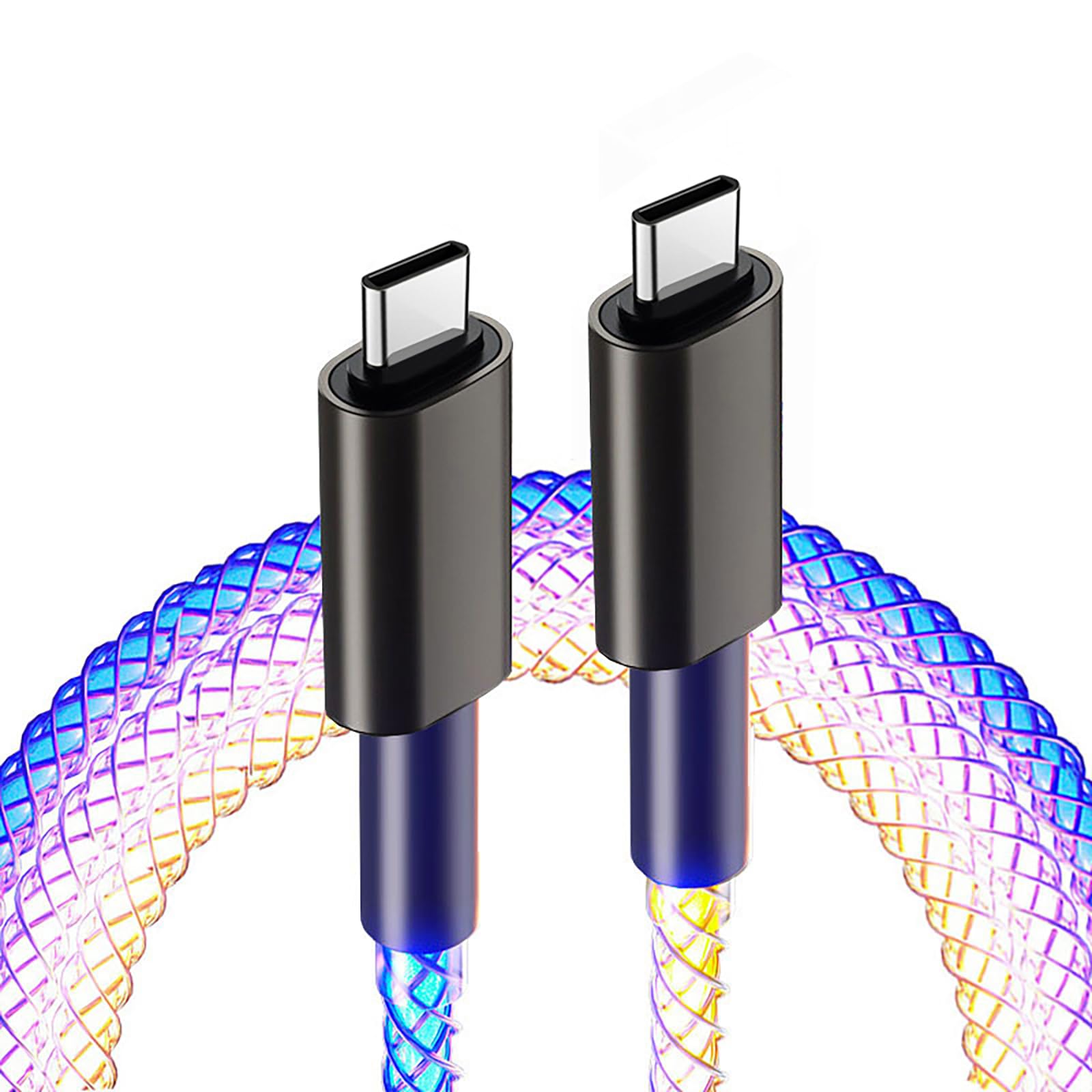 MOSHOU USB C Glowing Charging Cable 3ft, RGB Light Gradual Lighting USB C to USB C, PD 100W Fast LED Charging Wire Glowing Cable for Samsung Galaxy S24/S23/S22/S21Plus A60 A50 Note 20 (TypeC to TypeC)