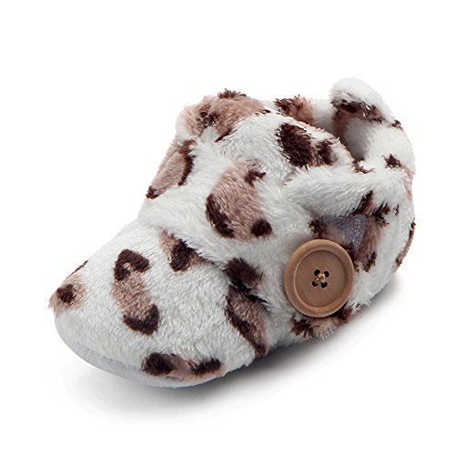 Newborn Boy Girl Soft Fleece Booties First Walkers Baby Shoes Warm Winter Socks House Shoes (3-6Month, Brown)