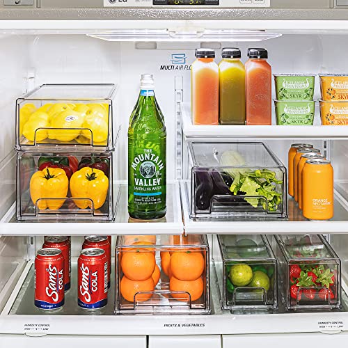 Sorbus Fridge Drawers - Clear Stackable Pull Out Refrigerator Organizer Bins - Food Storage Containers for Kitchen, Refrigerator, Freezer, Vanity & Fridge Organization and Storage (2 Pack | Medium)