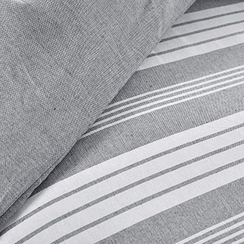 Lush Decor Gray and White Farmhouse Recycled Yarn-Dyed Cotton Stripe 5-Piece Comforter Set (Full/Queen)
