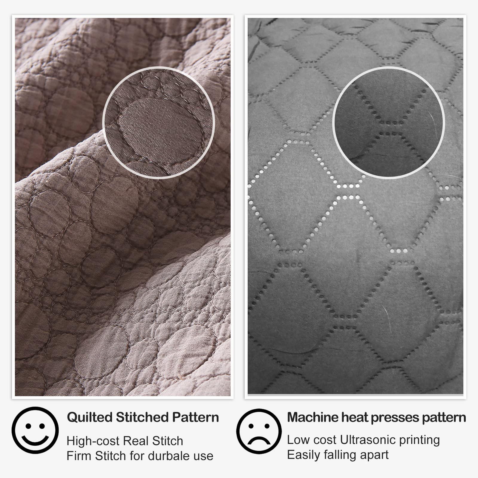HORIMOTE HOME Quilt Set Twin Size Cameo Rose, Classic Geometric Spots Stitched Pattern, Stone-Washed Microfiber Chic Rustic Look, Ultra Soft Lightweight Quilted Bedspread for All Season, 2 Pieces