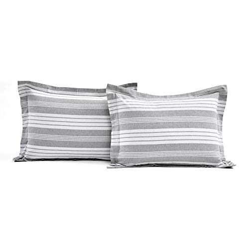 Lush Decor Gray and White Farmhouse Recycled Yarn-Dyed Cotton Stripe 5-Piece Comforter Set (Full/Queen)
