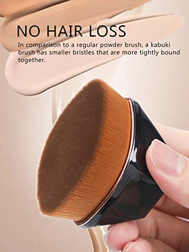 Flat Top Foundation Brush, TEOYALL Flawless Kabuki Brush Face Makeup Brush for Blending Liquid, Cream, Cosmetics with Storage Box (Black)
