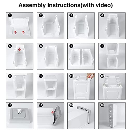 Conworld Super Light Weight Slim Plastic Bathroom Storage, Self-Assembling Bathroom Organizer 5 Tier Slim Storage Cart with 4 Wheels (Product Comes with Installation Instructions and Video)