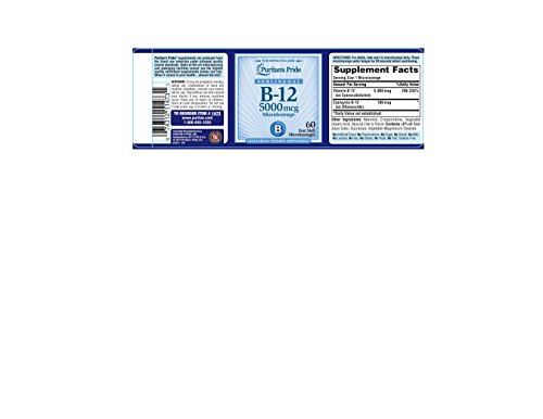 Puritans Pride Vitamin B-12 Helps Convert Food into Energy* 5000 Mcg Sublingual- Microlozenges, 60 Count (Pack of 1)