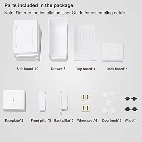 Conworld Super Light Weight Slim Plastic Bathroom Storage, Self-Assembling Bathroom Organizer 5 Tier Slim Storage Cart with 4 Wheels (Product Comes with Installation Instructions and Video)