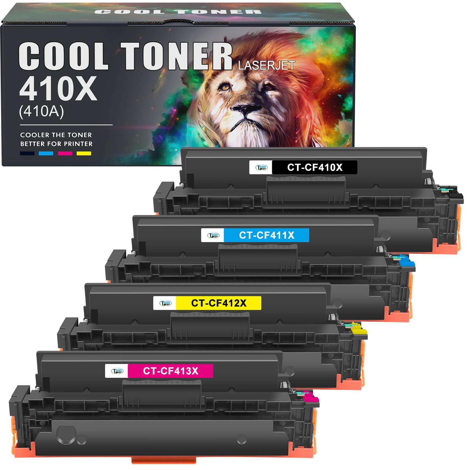 Cool Toner 4PK Compatible for HP 410X 410A CF410X CF410A M477FDW Toner Cartridge for HP Laserjet Pro MFP M477fdw M477fnw M477fdn Pro M452dn M452dw M452nw Toner Ink Printer - Black Cyan Yellow Magenta