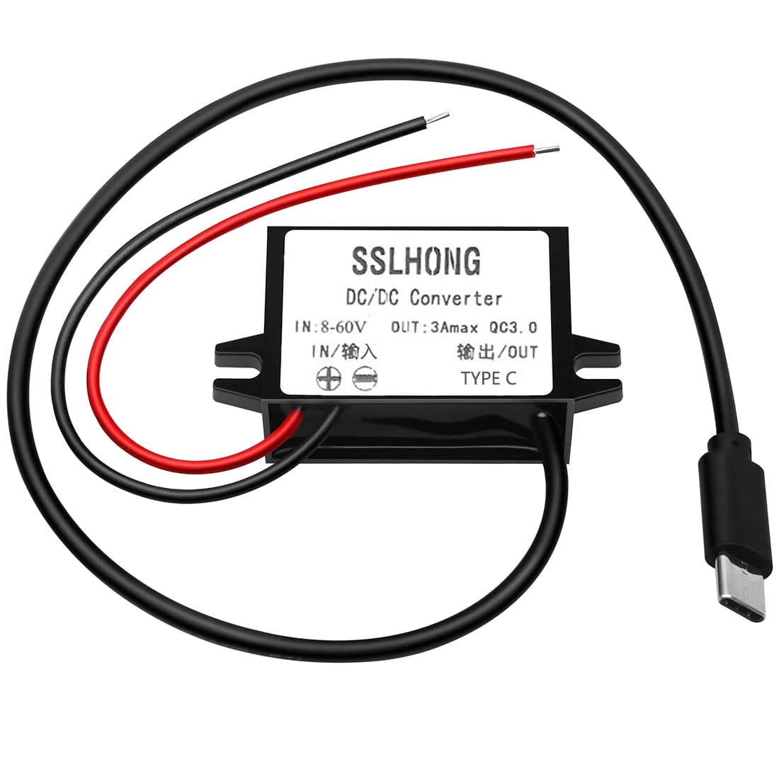 SSLHONG DC DC 8-60V to 5V 3A 15W QC3.0 Type-C USB Output Converter Step Down Voltage Regulator Power Module Charger