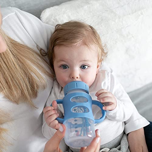 Dr. Brown’s® Milestones™ 100% Silicone Baby Bottle Handles, Wide-Neck, Light Blue, Green, Gray, 3 Pack, 4m+