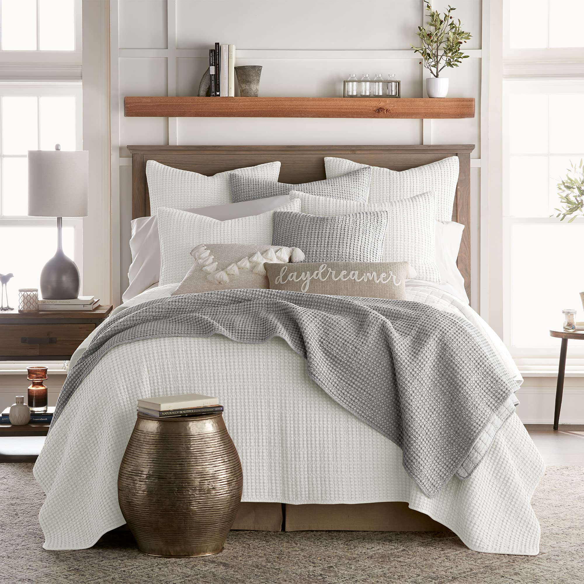 Levtex Home - Mills Waffle - Full/Queen Quilt Set - Cream Cotton Waffle - Quilt Size (88 x 92in.), Sham Size (26 x 20in.)
