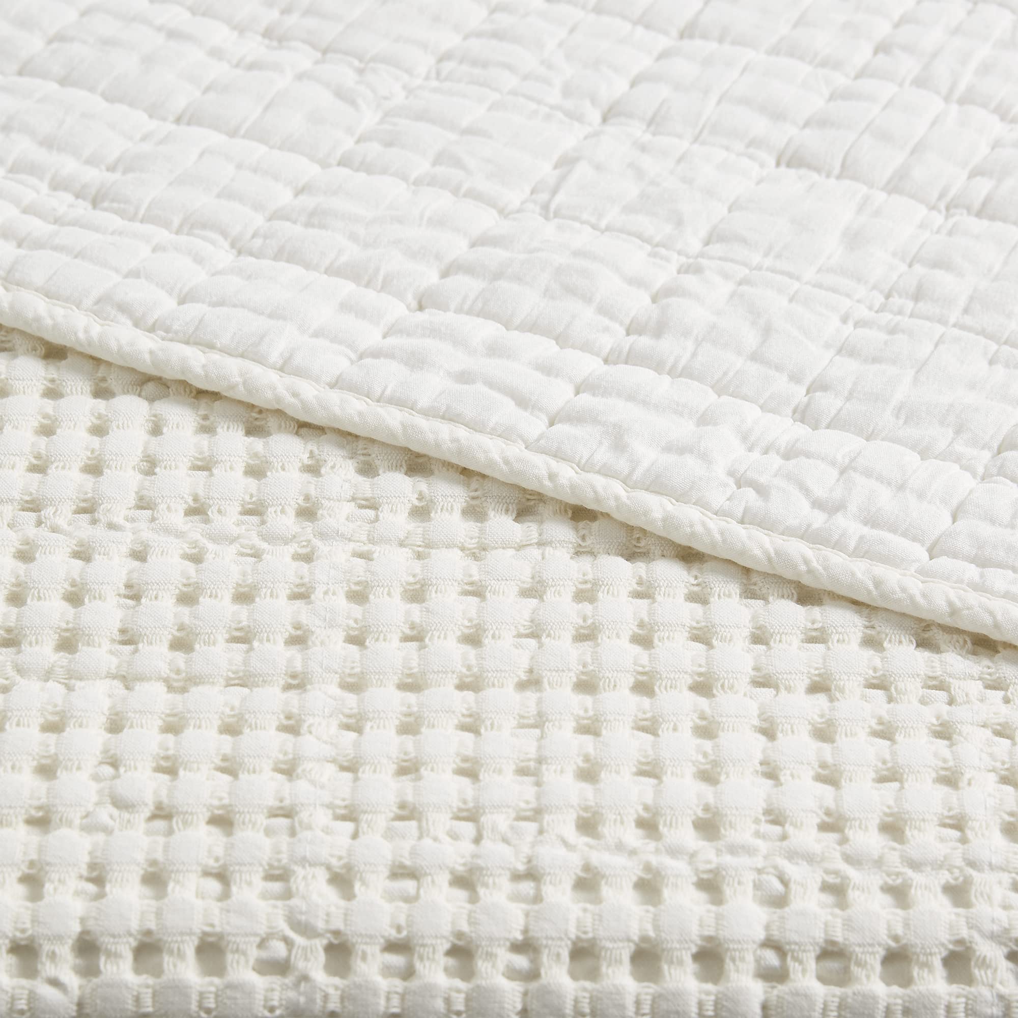 Levtex Home - Mills Waffle - Full/Queen Quilt Set - Cream Cotton Waffle - Quilt Size (88 x 92in.), Sham Size (26 x 20in.)