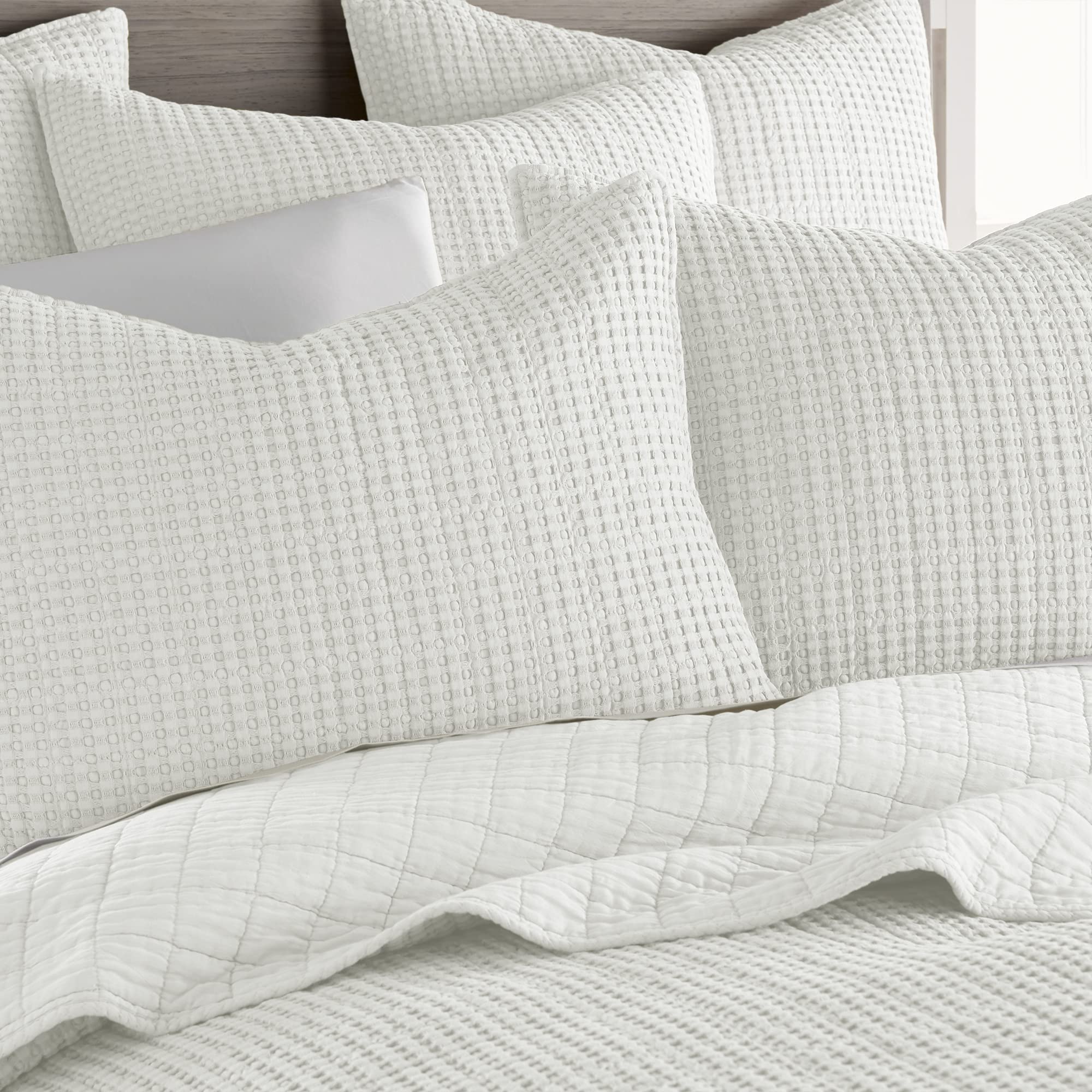 Levtex Home - Mills Waffle - Full/Queen Quilt Set - Cream Cotton Waffle - Quilt Size (88 x 92in.), Sham Size (26 x 20in.)