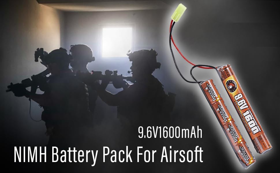 Lancer Tactical Airsoft RC Battery Charger and 9.6V NiMH 1600mAh Rechargeable Butterfly Battery Pack for Airsoft AEGs