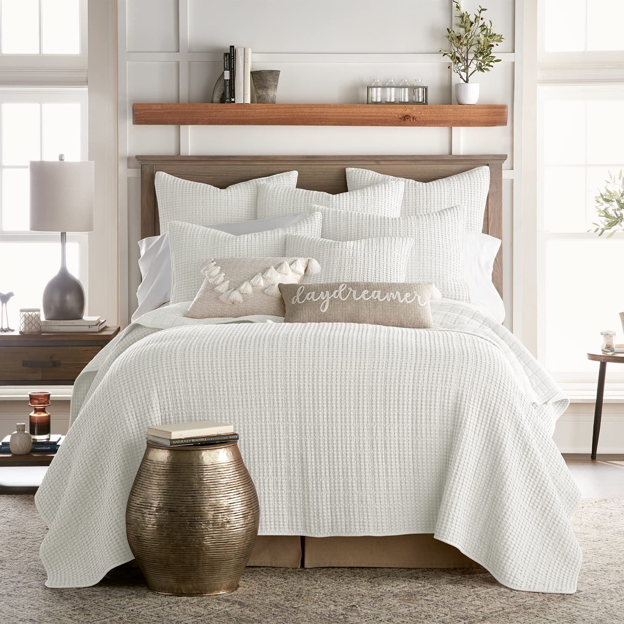 Levtex Home - Mills Waffle - Full/Queen Quilt Set - Cream Cotton Waffle - Quilt Size (88 x 92in.), Sham Size (26 x 20in.)