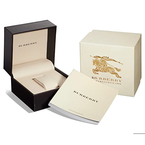 SALE! Authentic Burberry The City LUXURY Unisex Mens Womens Chronograph Watch Smoke Check Fabric Backed Leather Band Tan Engraved Date Dial BU9358