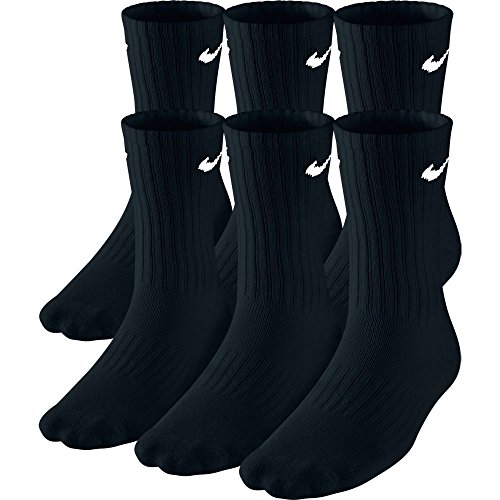 Nike Unisex Bag Cotton Crew 6-Pair Pack Black/White LG (Men's Shoe 8-12, Women's Shoe 10-13)