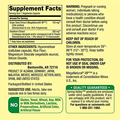 Spring Valley Blood Pressure Support, Heart Health, 60 Capsules. Includes Luall Fridge Magnetic