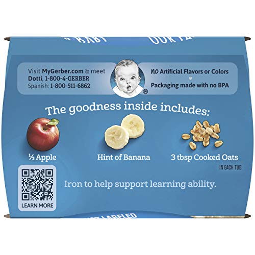 Gerber Baby Food, 2nd Foods, Apple Banana with Oatmeal, 8 OZ 2 count (Pack of 4)