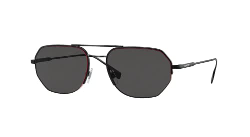 BURBERRY Henry BE3140 100187 57MM Nero/Grigio Con Bordo Rosso/Beige Irregular Sunglasses for Men + BUNDLE With Designer iWear Complimentary Eyewear Kit
