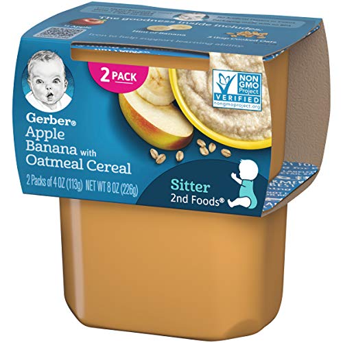 Gerber Baby Food, 2nd Foods, Apple Banana with Oatmeal, 8 OZ 2 count (Pack of 4)
