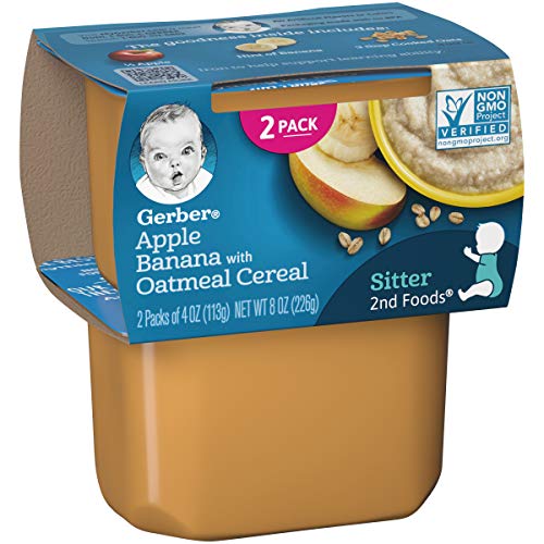 Gerber Baby Food, 2nd Foods, Apple Banana with Oatmeal, 8 OZ 2 count (Pack of 4)