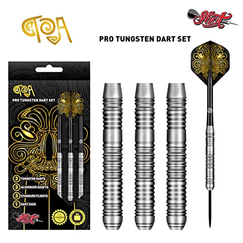 Shot! TOA Steel Tip Dart Set Tungsten Pro Throwing Darts Steel Tip Set Professional Metal Tip Bar Darts for Adults (23)
