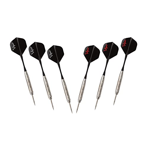 Viper by GLD Products Shot King Regulation Bristle Steel Tip Dartboard Set with Bullseye Metal Radial Spider Wire Compressed Sisal Board with Rotating Number Ring Includes 6 Darts Black