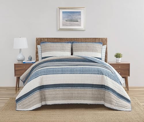 Nautica - Queen Quilt Set, Cotton Reversible Bedding with Matching Shams, Home Decor for All Seasons (Ridgeport Denim, Queen)