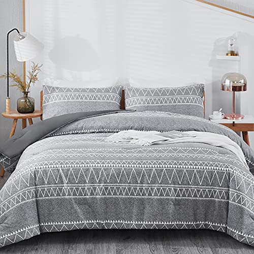 Atarashi Grey Comforter Set Twin, Soft Microfiber Reversible Gray Boho Down Alternative Comforter Set for Twin Bed- 2 Pieces (1 Solid Comforter + 1 Pillowcase), Bedding Duvet Set 66"x 90"