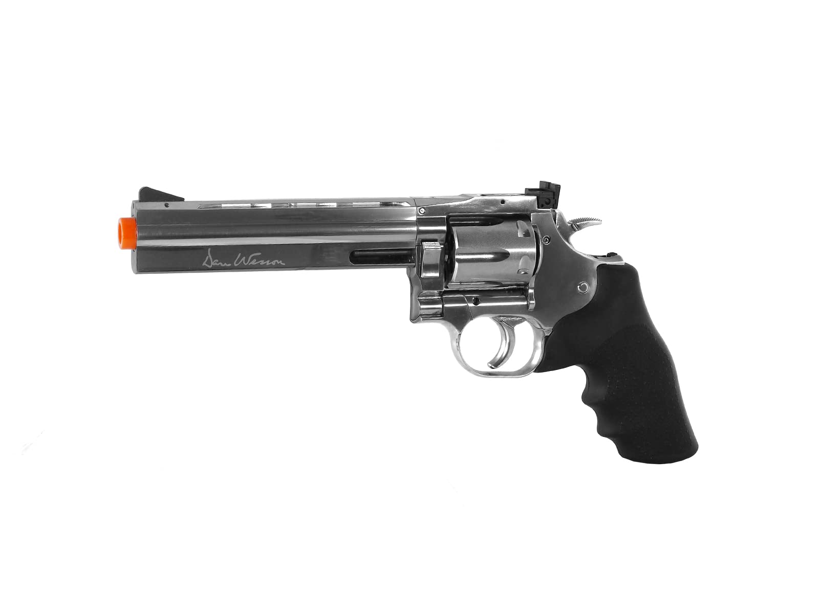 ASG Dan Wesson 715 6" Silver 6mm Airsoft Revolver - CO2 Powered, Full Metal, Adjustable Hop-Up, Double Action - Includes Speed-Loader & 6 Cartridges
