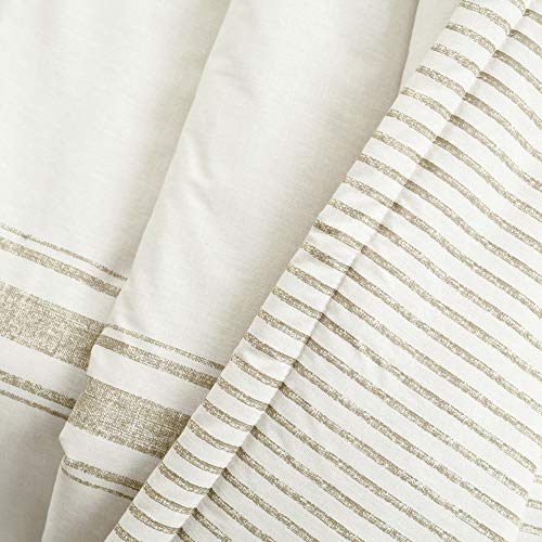 Lush Decor Farmhouse Stripe Reversible Throw, Single, 50" W x 60" L, Neutral - Classic Modern Rustic Charm - Cozy Soft Single Pinstripe Print Blanket