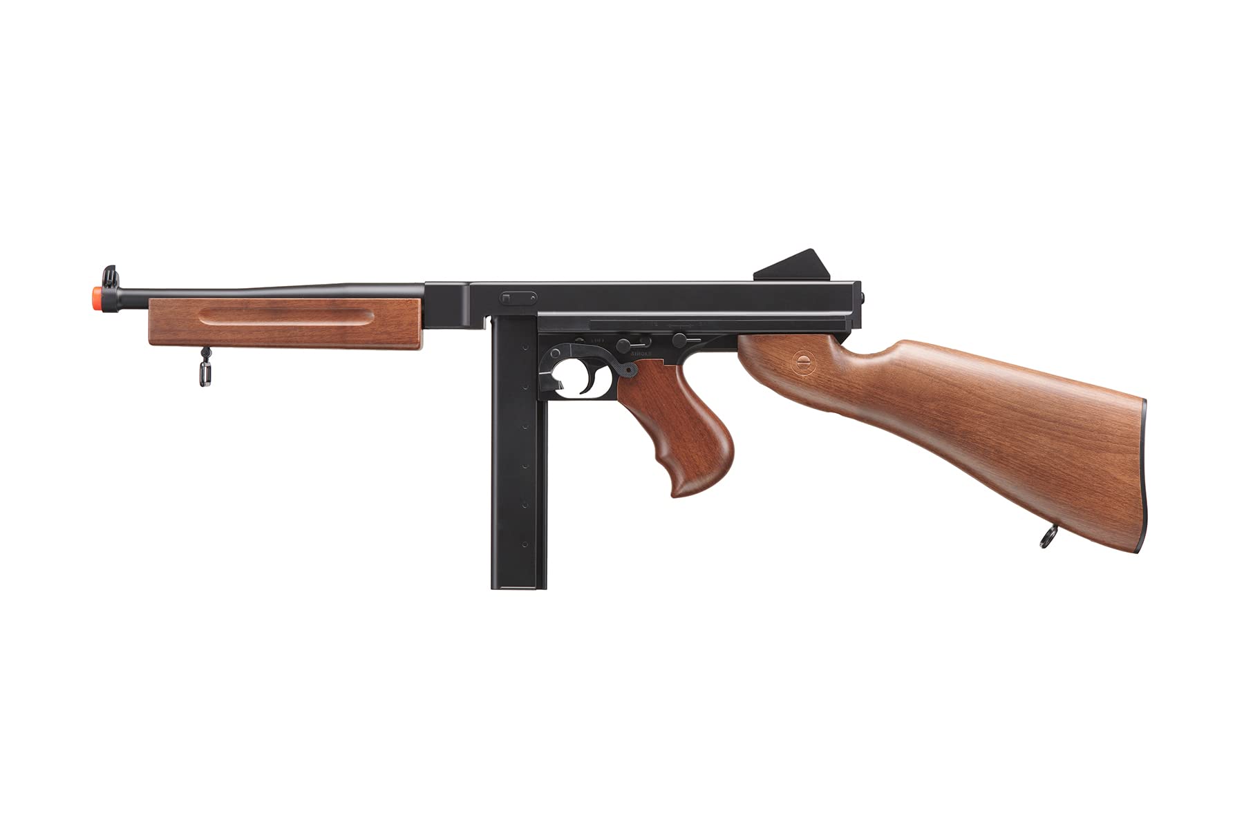 Airsoft Tommy Thompson Durable Submachine Gun WW2 Chicago Typewriter Full Auto SMG AEG with Extra Stick Magazines, Battery and Charger