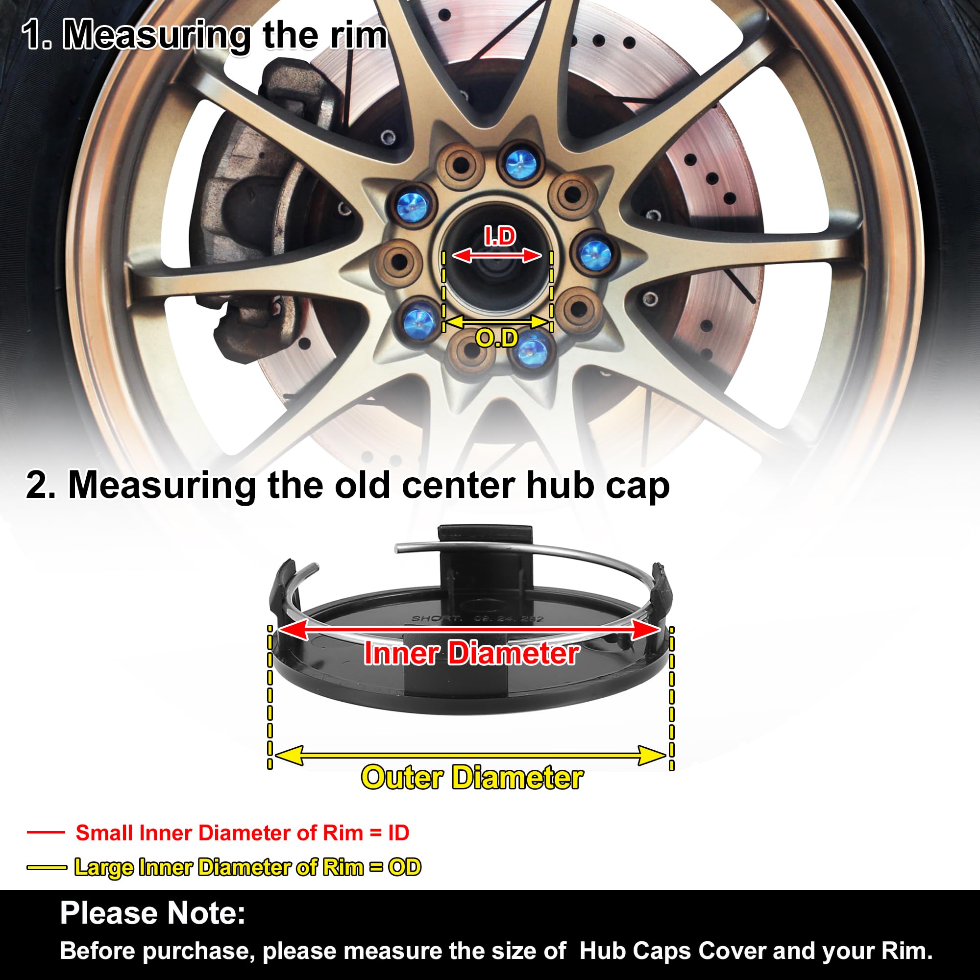 X AUTOHAUX 4 Pcs Universal 65mm Dia 4 Clips Wheel Tyre Center Hub Caps Cover Black for Auto Vehicle