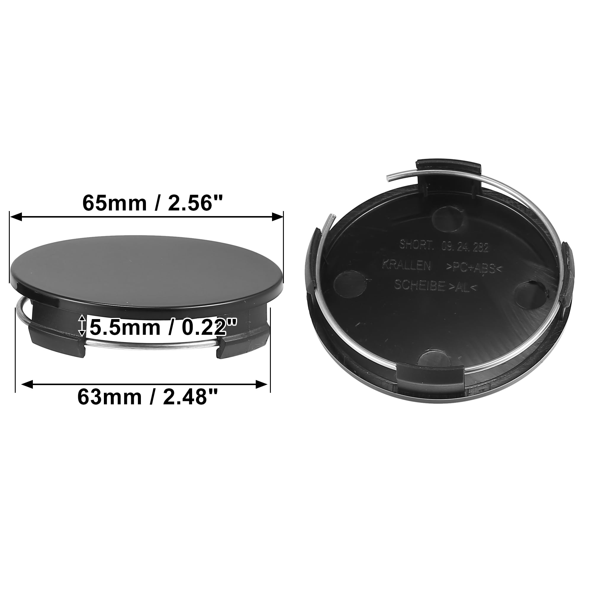 X AUTOHAUX 4 Pcs Universal 65mm Dia 4 Clips Wheel Tyre Center Hub Caps Cover Black for Auto Vehicle