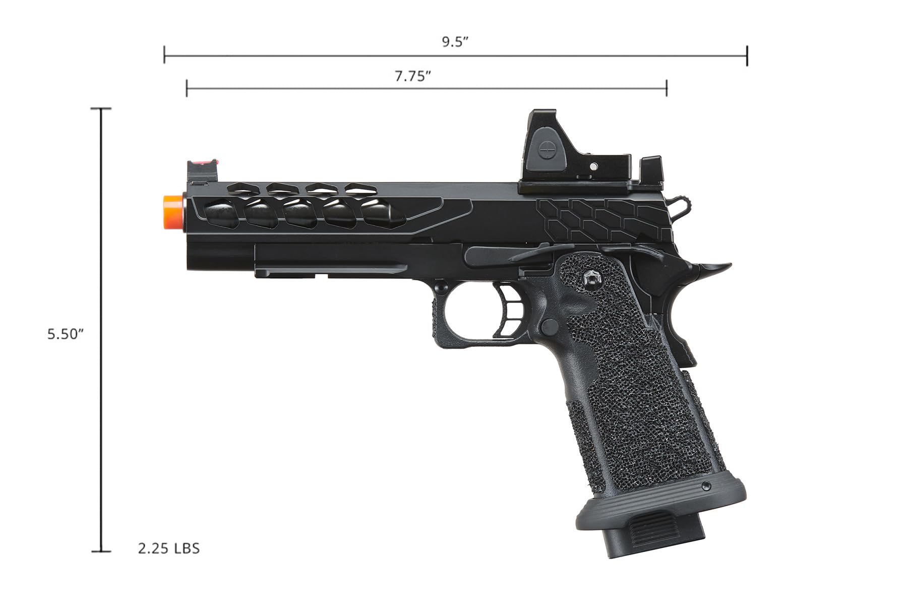 Lancer Tactical STRYK Hi-Capa 5.1 Gas Blowback Airsoft Pistol with Red Dot Reflex Sight