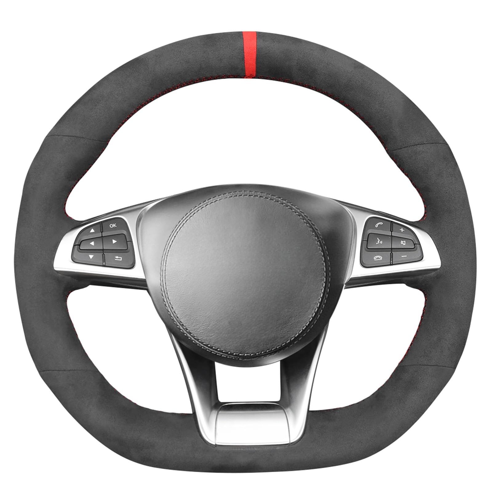 MEWANT Car Steering Wheel Cover for Benz A 45 AMG/CLA 45 AMG/C 63 AMG/E 63 AMG/GLA 45 AMG Made of New Athsuede Car Steering Wrap