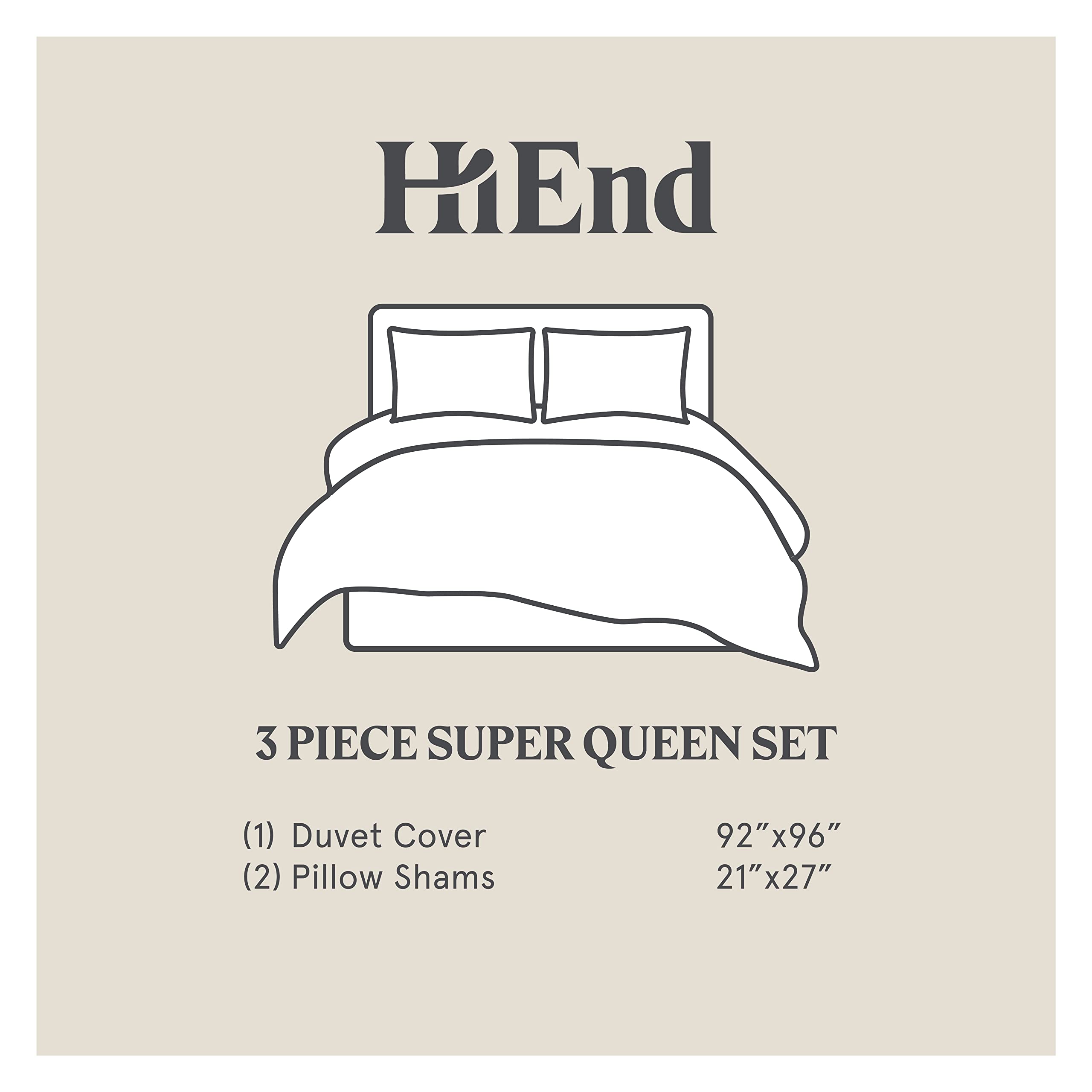 HiEnd Accents Prescott Farmhouse Bedding, 3 Piece Super Queen Size Striped Duvet Cover Set with Pillow Shams, Ivory Red Ticking Stripes Pattern Comforter Cover, Chic Casual Coastal Boho Style Bed Set
