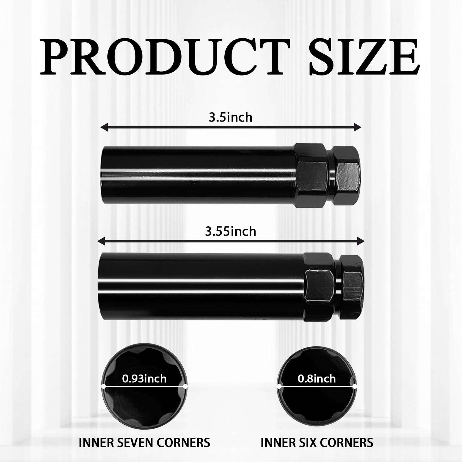 qboonpt Spline Lug Nut Socket, 6 Spline & 7 Spline Lug Nut Key Set, 6 Point Wheel Lock Quick Removal Tool Replacement Kit for Easy Installation and Removal of Lug Nuts on Aftermarket Wheels (Black)