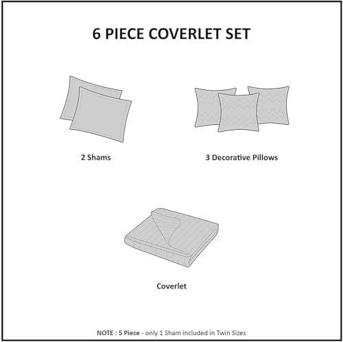 Madison Park Quilted Cal King Coverlet Set in Grey/Taupe Finish MP13-3400