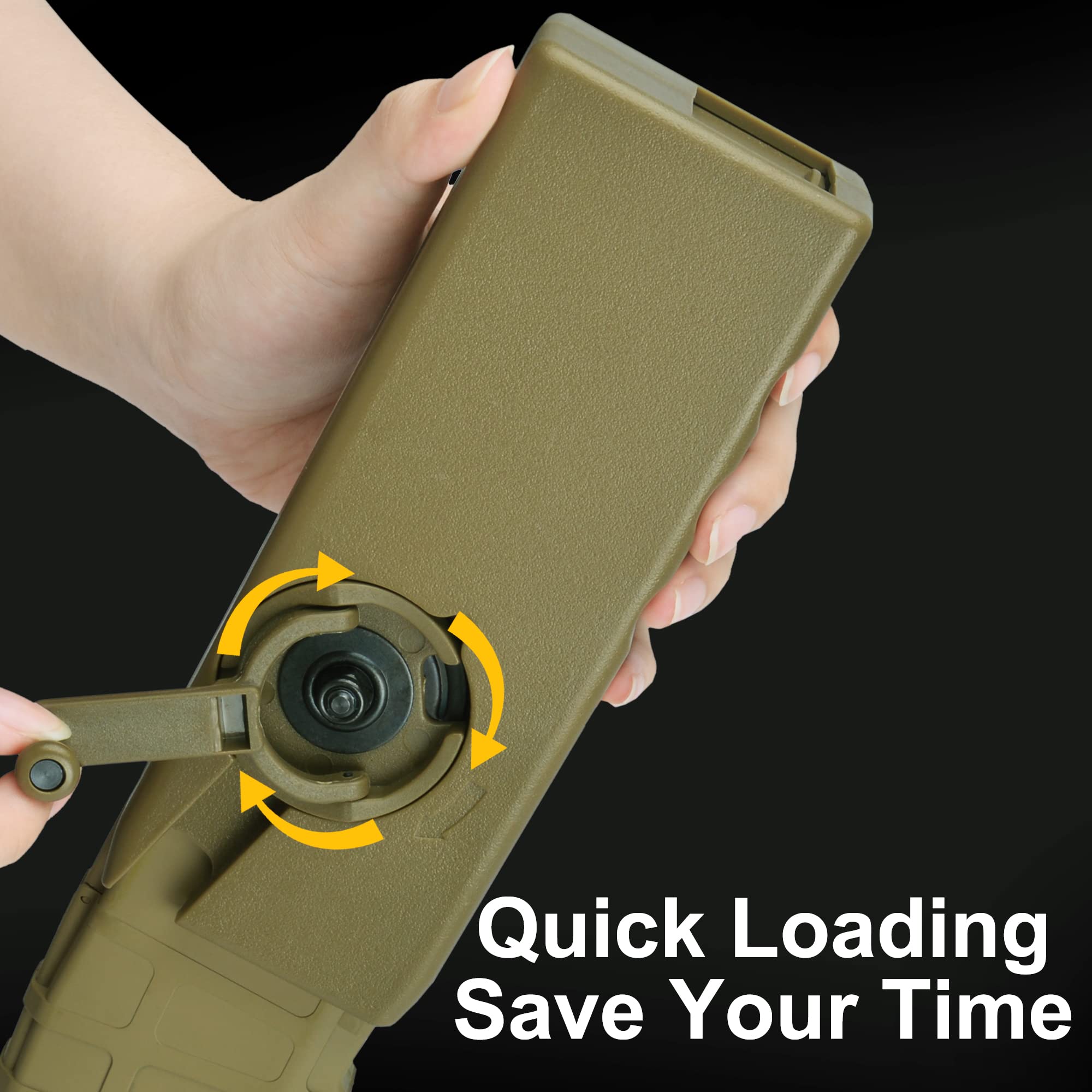 ActionUnion Airsoft Tactical Speed Loader for Hand Crank Magazine Quick Loader 1000 Rounds… (Tan)