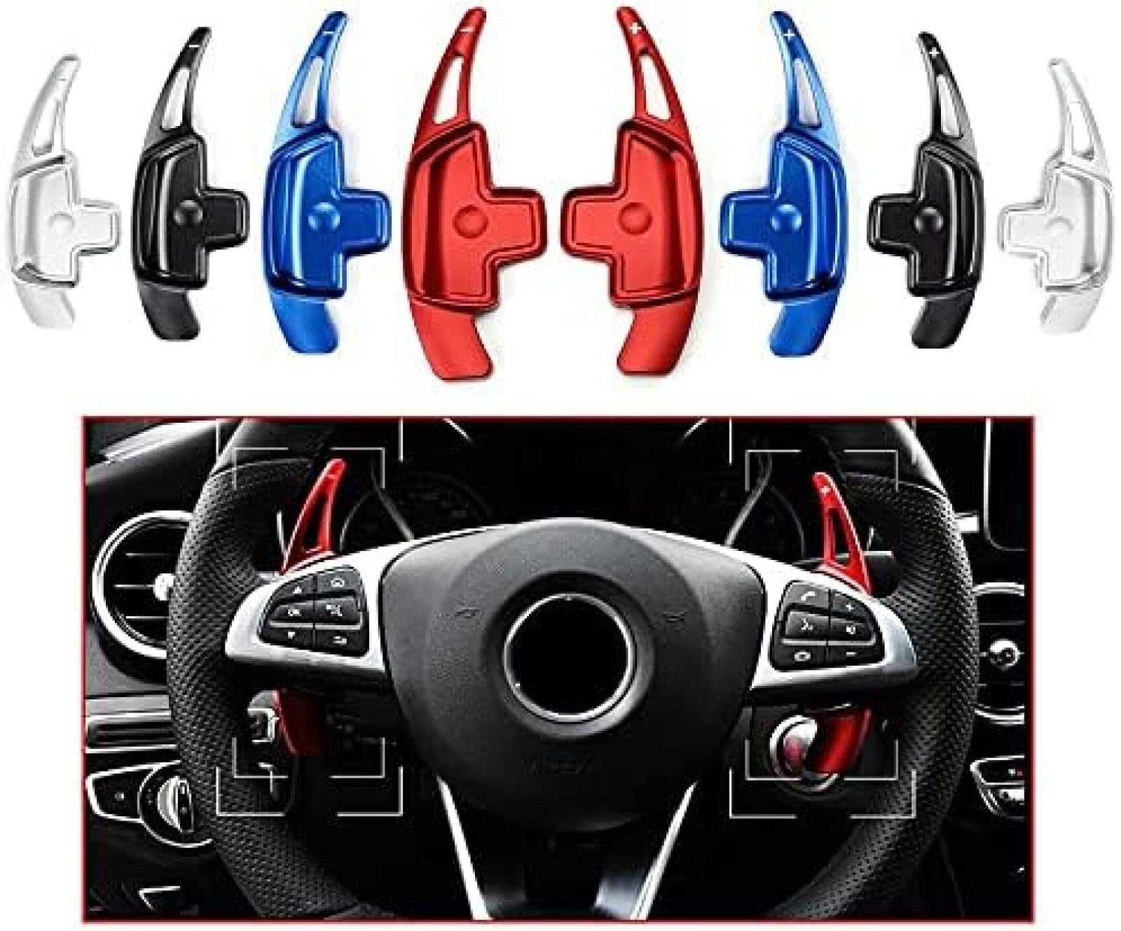 Paddle Shifters for Mercedes Benz 2015-2019 GLS GLA GLE GLE W166 Aluminum-AlloySteering Wheel Paddle Shifter Extension Shift Paddle Blade Red